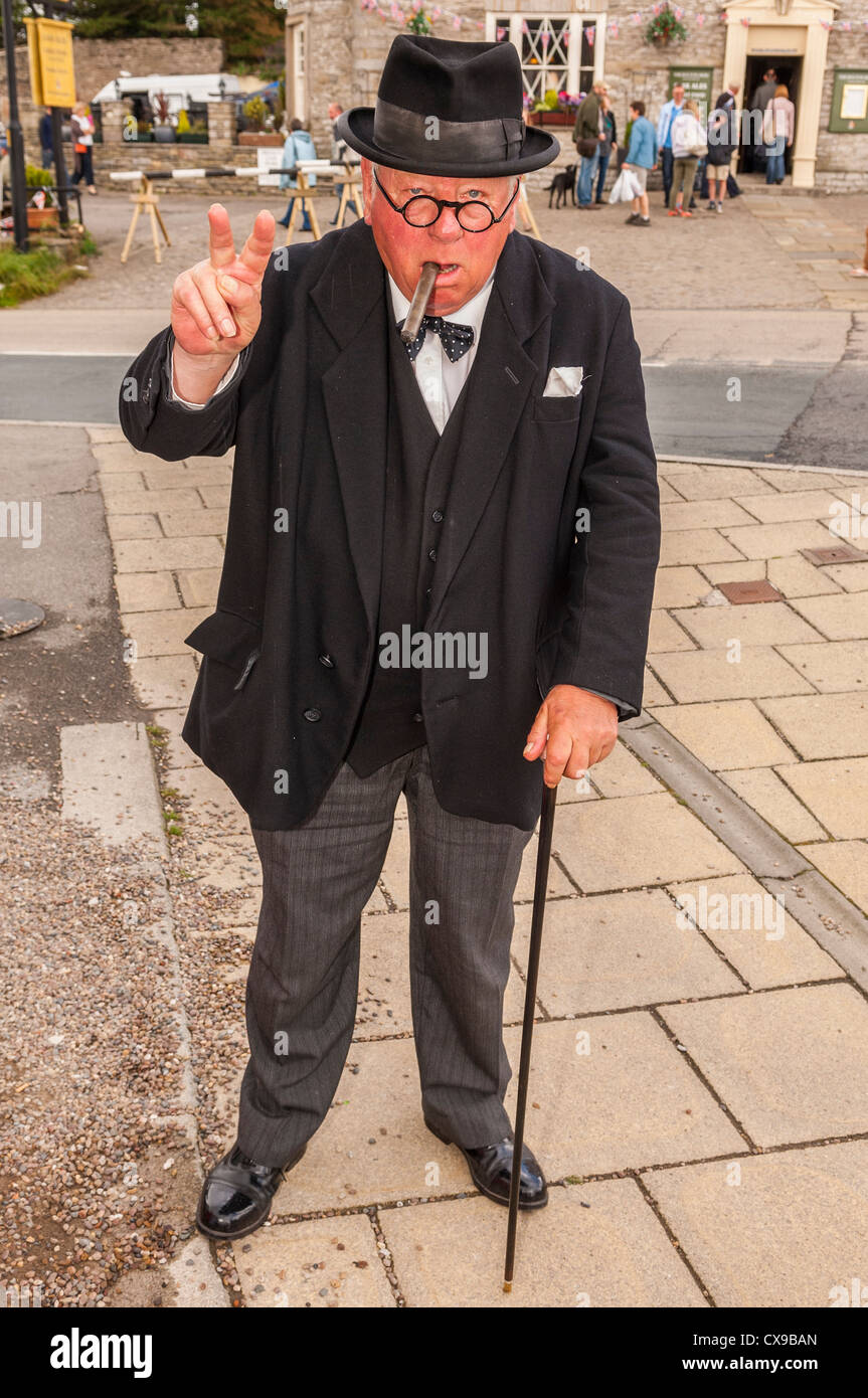 A man dressed up as Winston Churchill at the 1940's weekend at Leyburn ...
