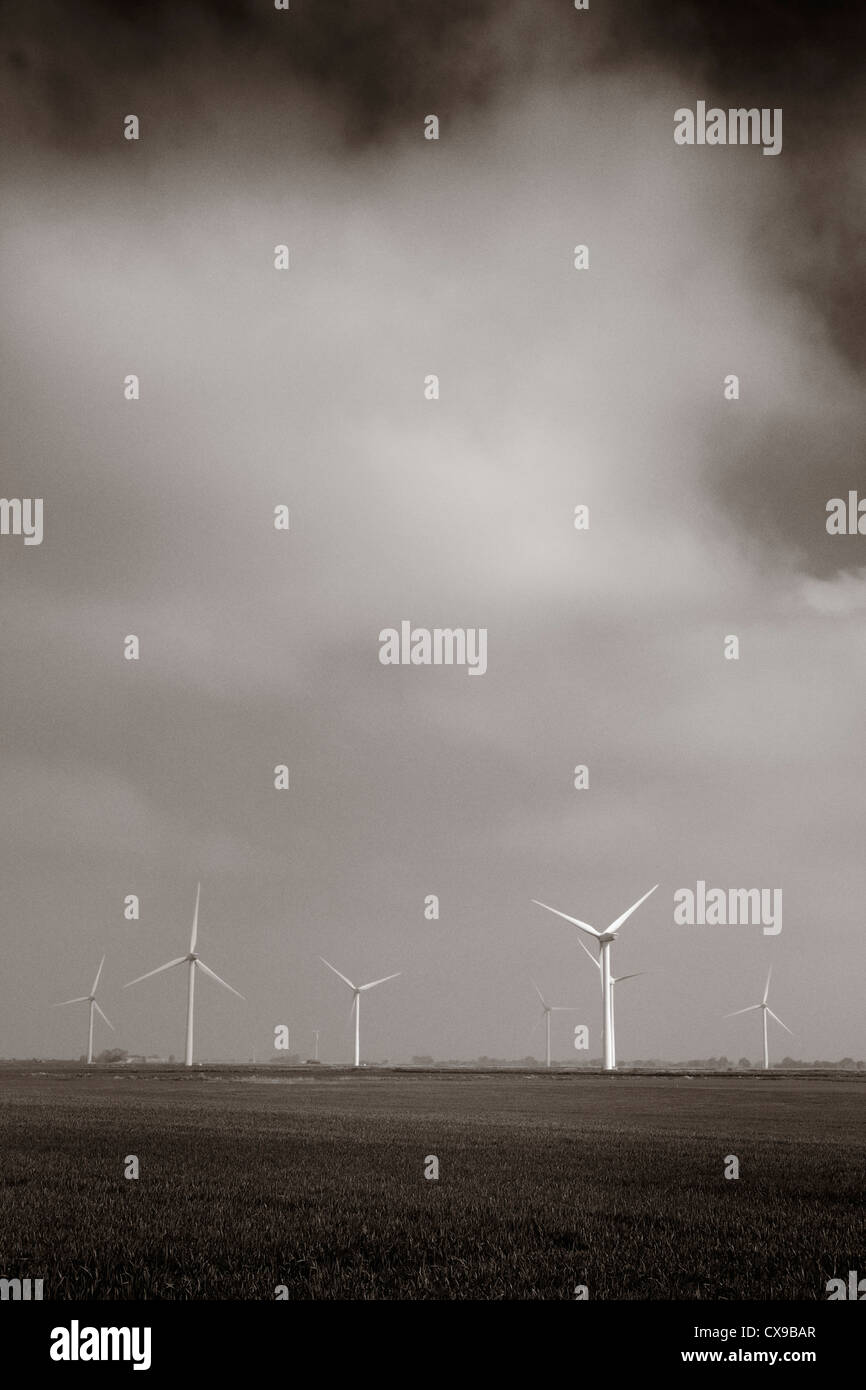 landscape shots of windmill farm near chatteris set in the ...