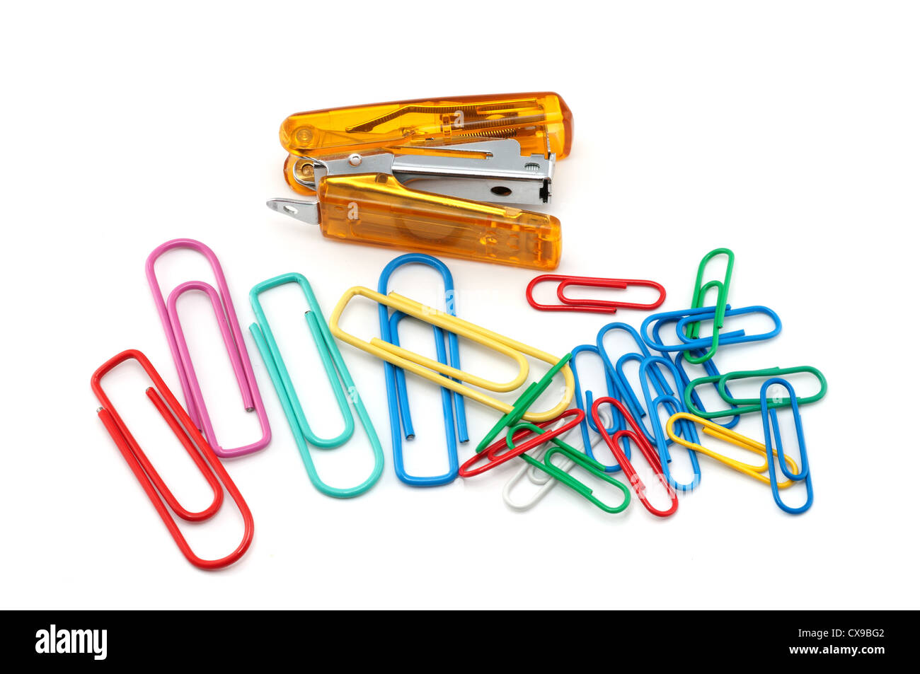 Clips ans stapler Stock Photo - Alamy