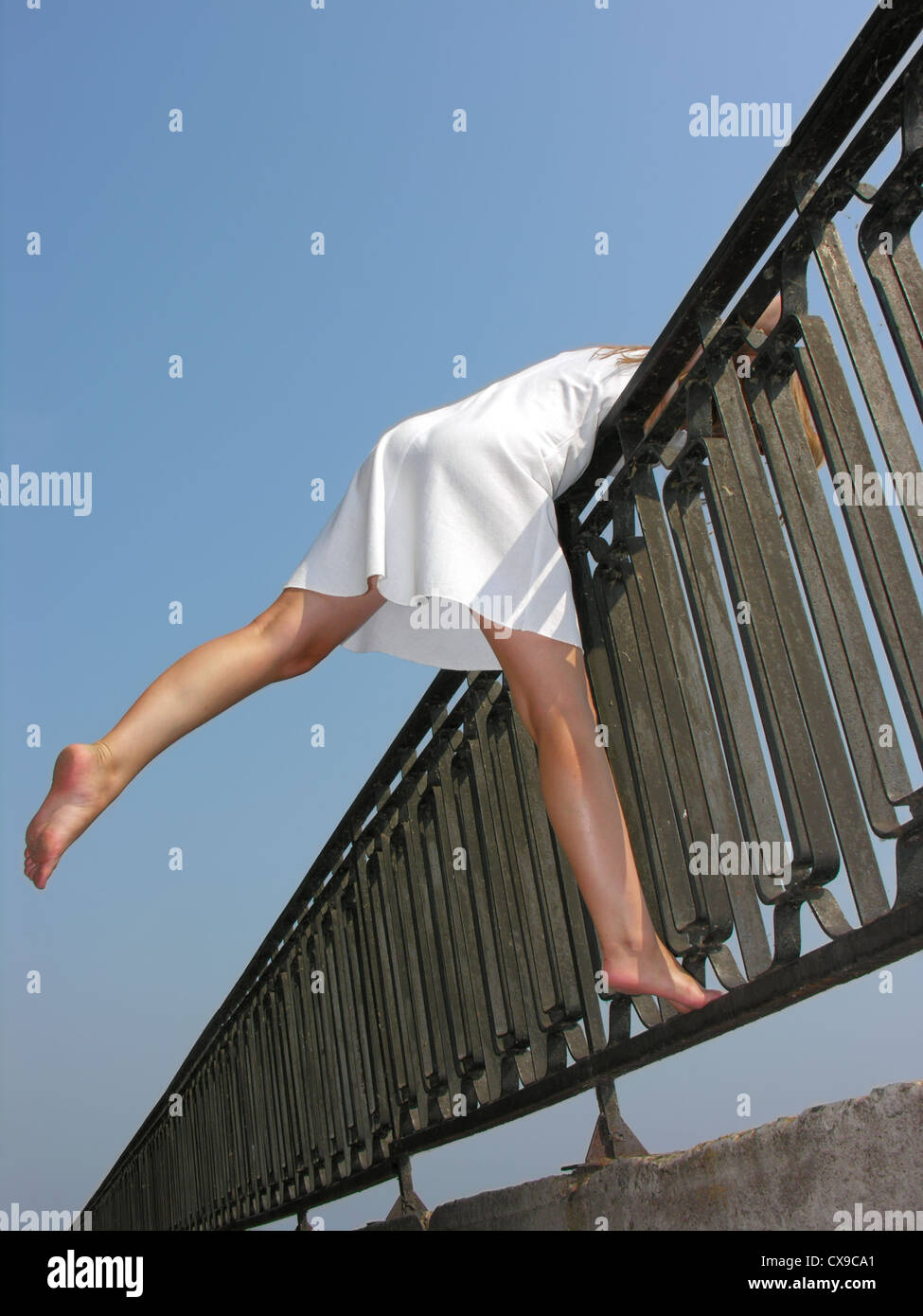 Woman Jumping Off Bridge