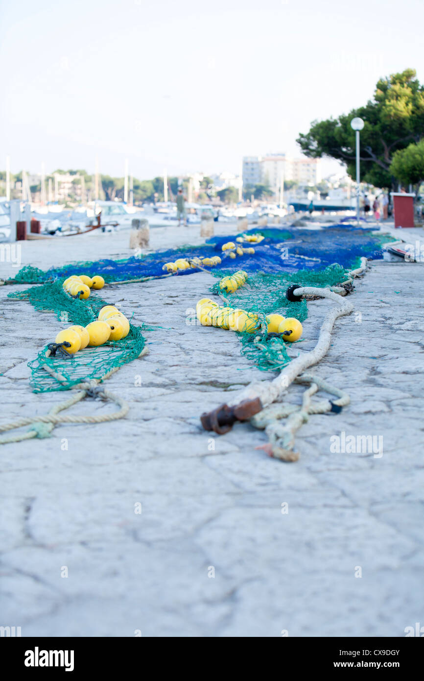 fishnet trawl rope putdoor in summer at harbour fishing Stock Photo - Alamy