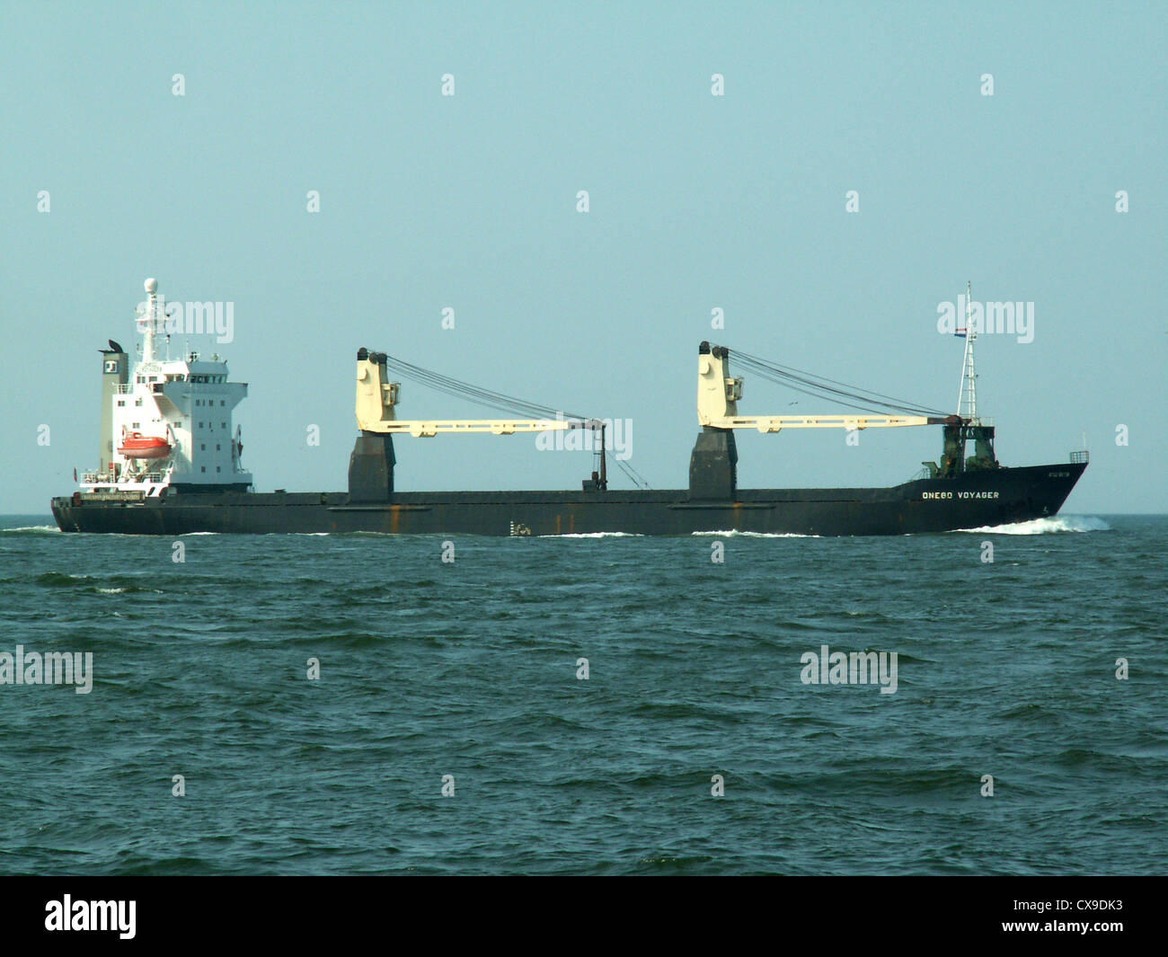 The Onego Voyager 8801606, a large container vessel, is seen ...