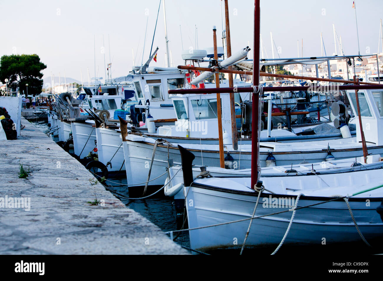 fishing boat in summer outside in sea at harbour background Stock Photo ...