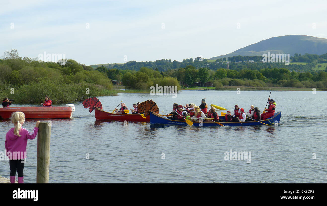 Watching the Dragon Boat Races on Derwentwater at Portinscale near ...