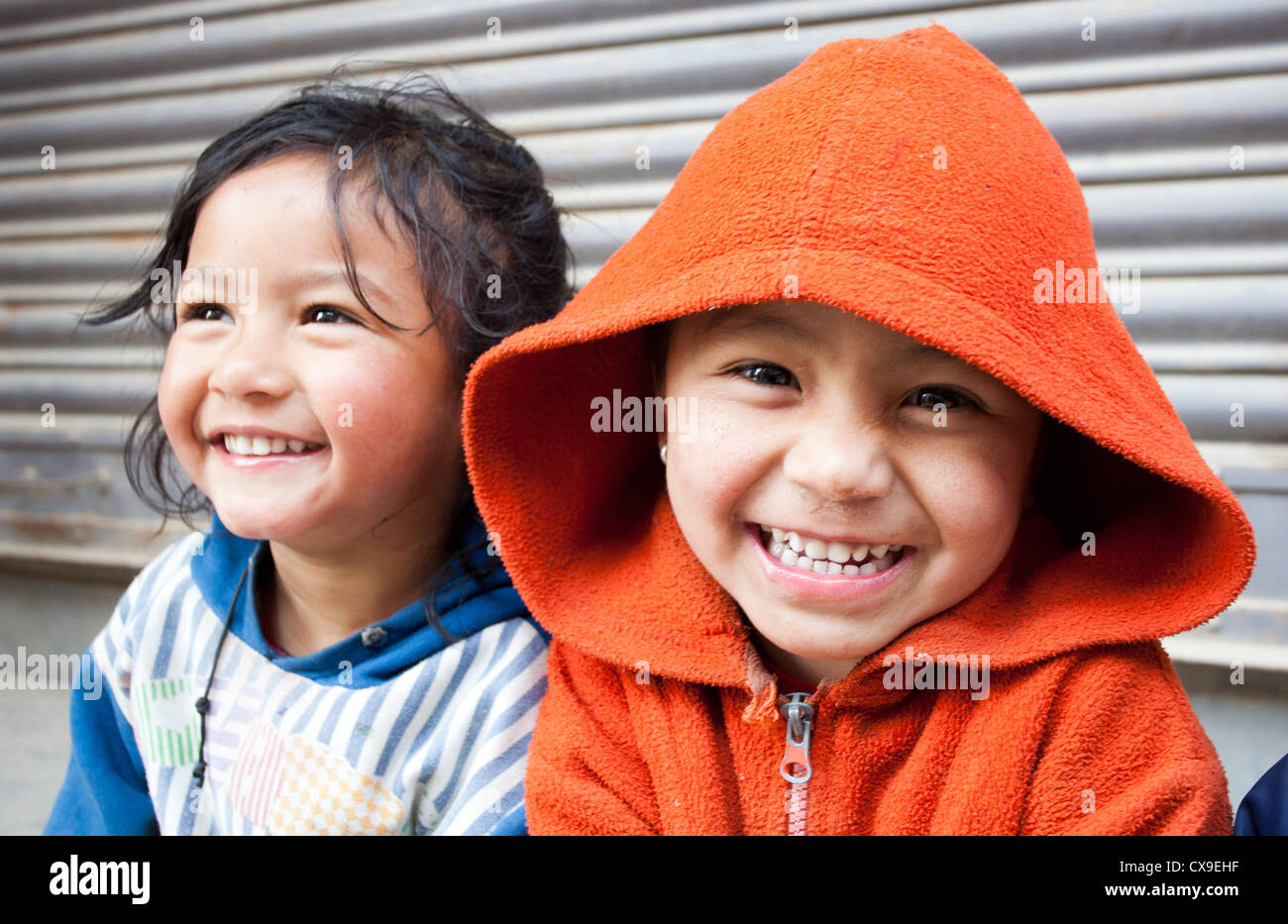 Young Nepali children smiling and laughing, Kathmandu, Nepal Stock ...