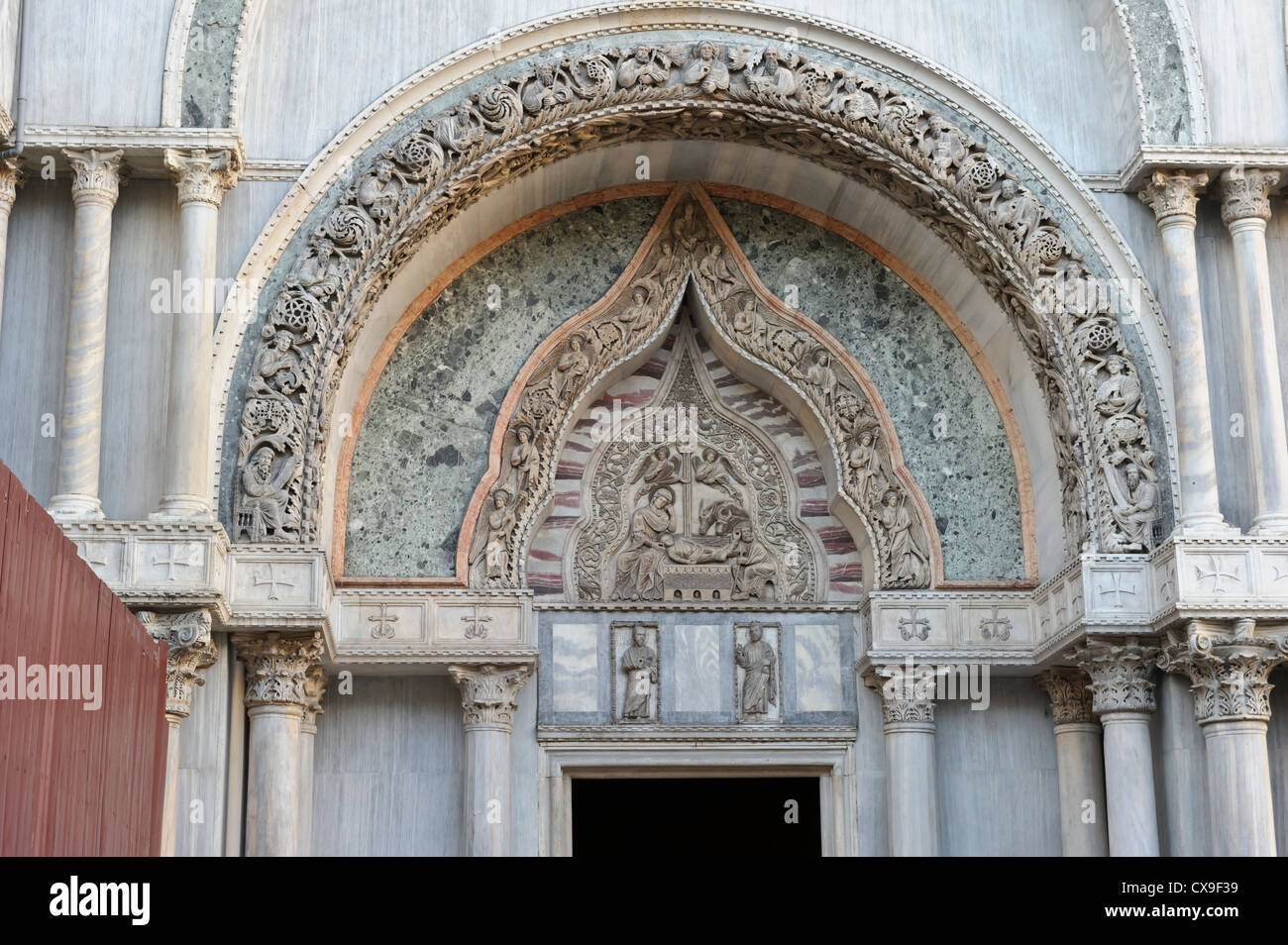Bas reliefs on basilica entrance, St Mark's Square, Venice, Italy Stock ...