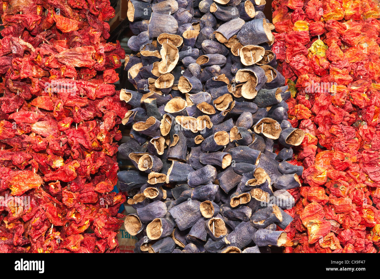 Dried vegetables, Urfa spice market, Eastern Turkey Stock Photo - Alamy