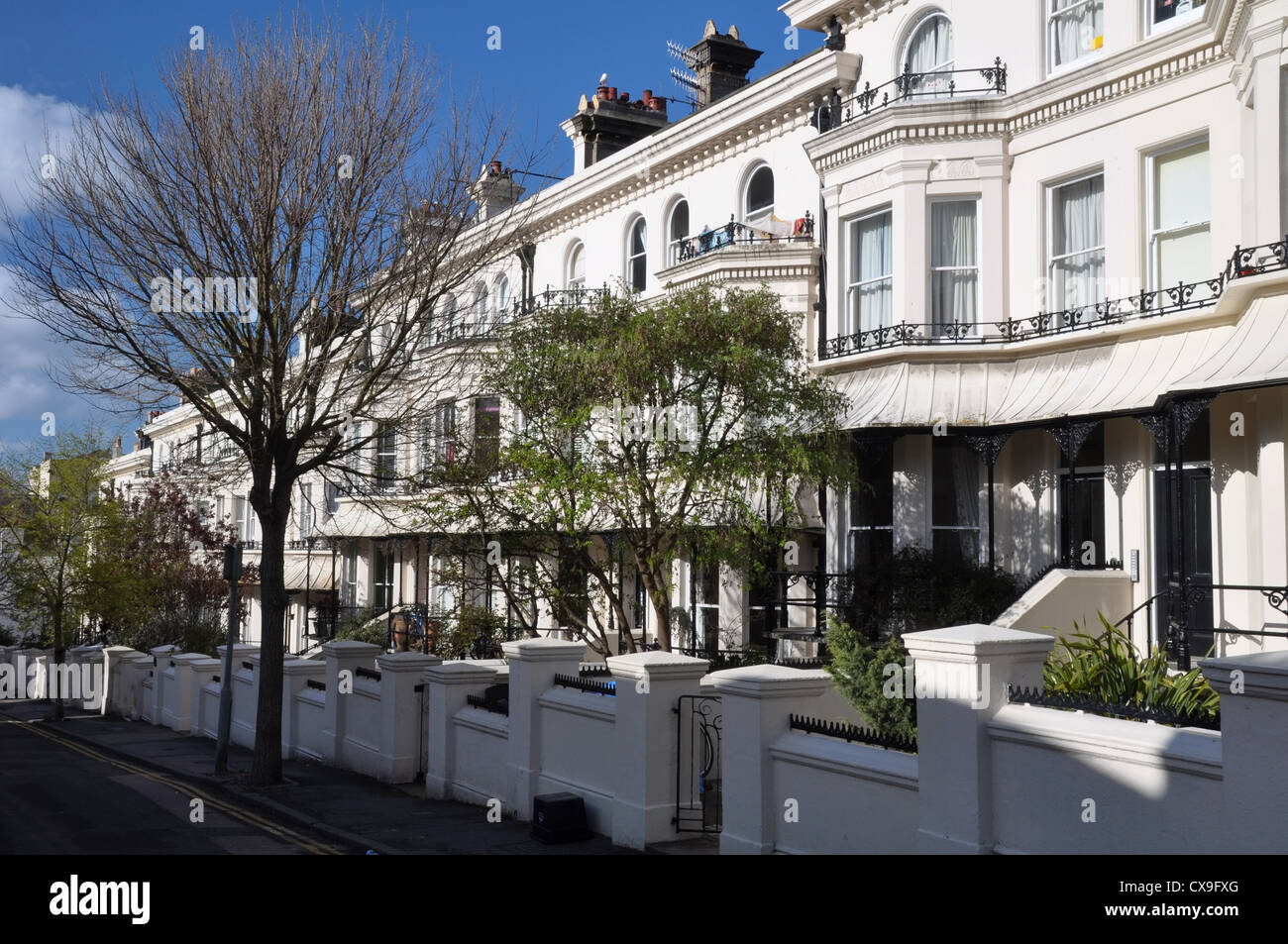 Typical White Terrace Houses in the Streets of Brighton, East Sussex ...
