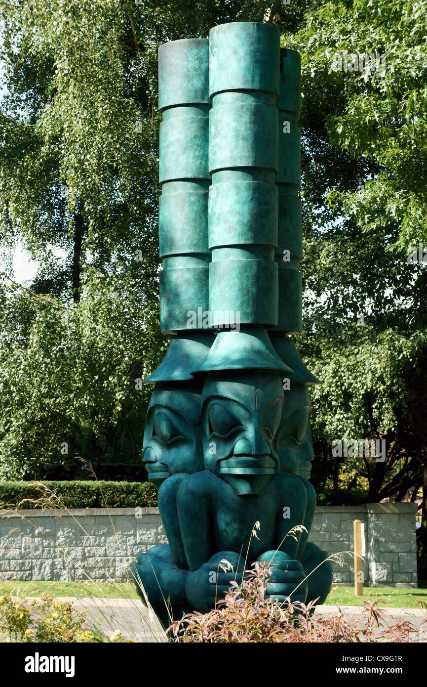 Three Watchman bronze Haida sculpture by Jim Hart, Vancouver, BC ...