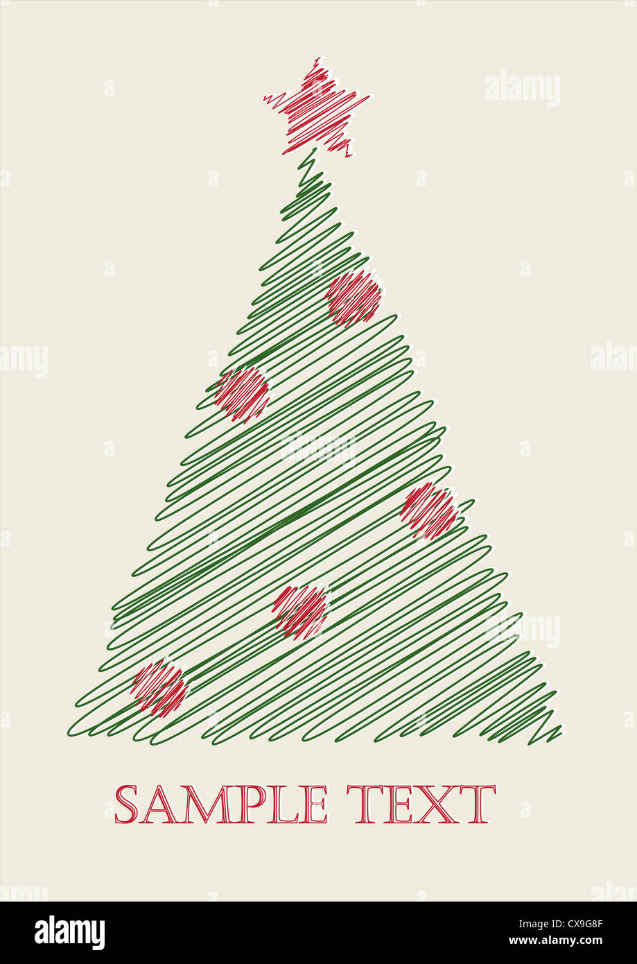 Colorful illustration with decorated green Christmas tree. Christmas ...