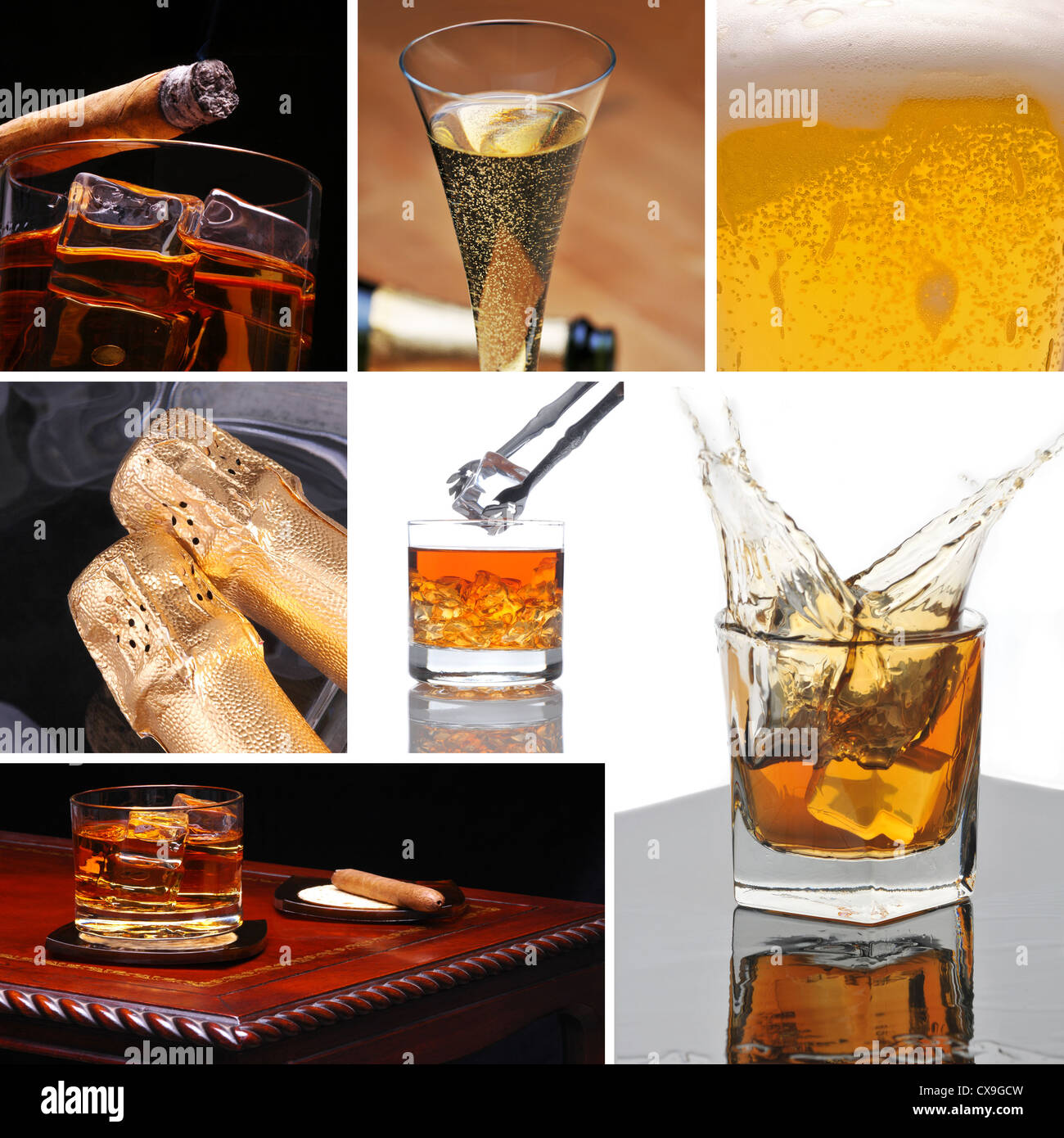 Alcoholic Beverage Collage made from seven photographs Stock Photo - Alamy