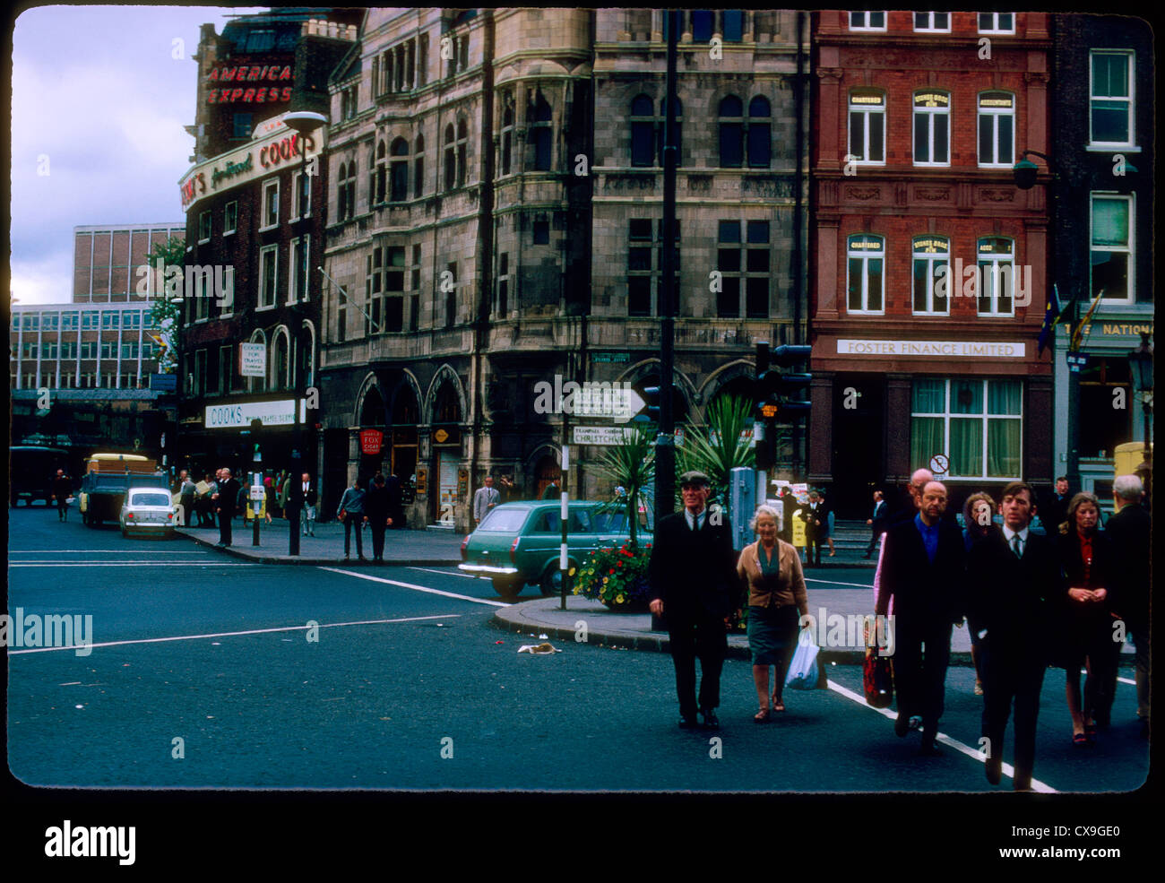 street scene dublin ireland 1969 1960s people crossing street crosswalk ...