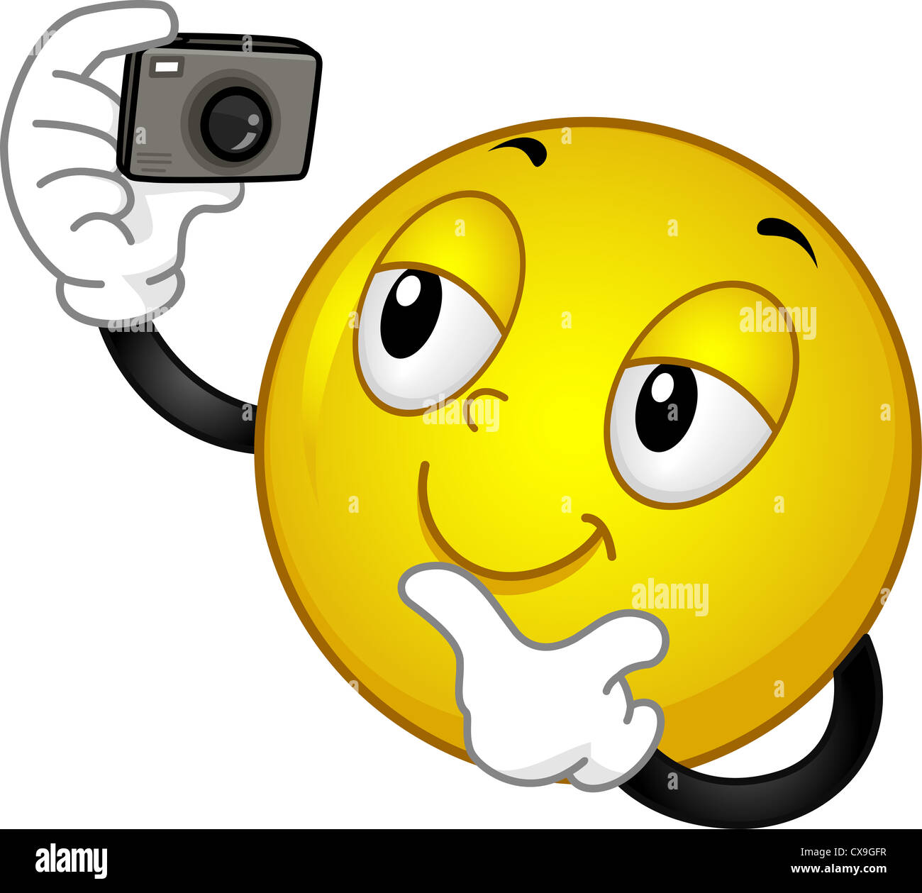 Illustration of a Smiley Taking a Picture of Himself Stock Photo - Alamy