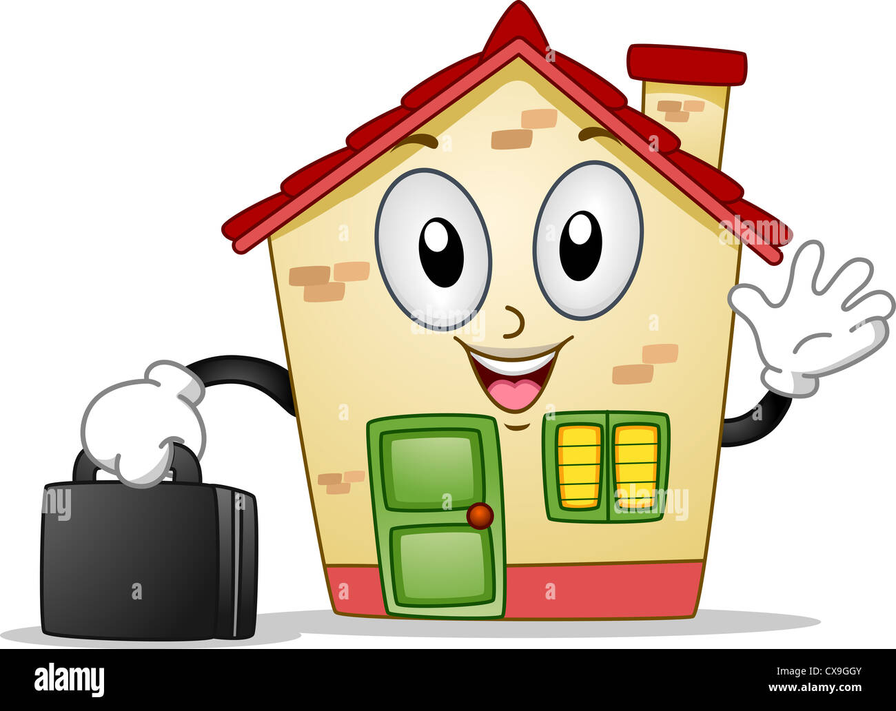 Mascot Illustration of a House Carrying a Briefcase Stock Photo - Alamy