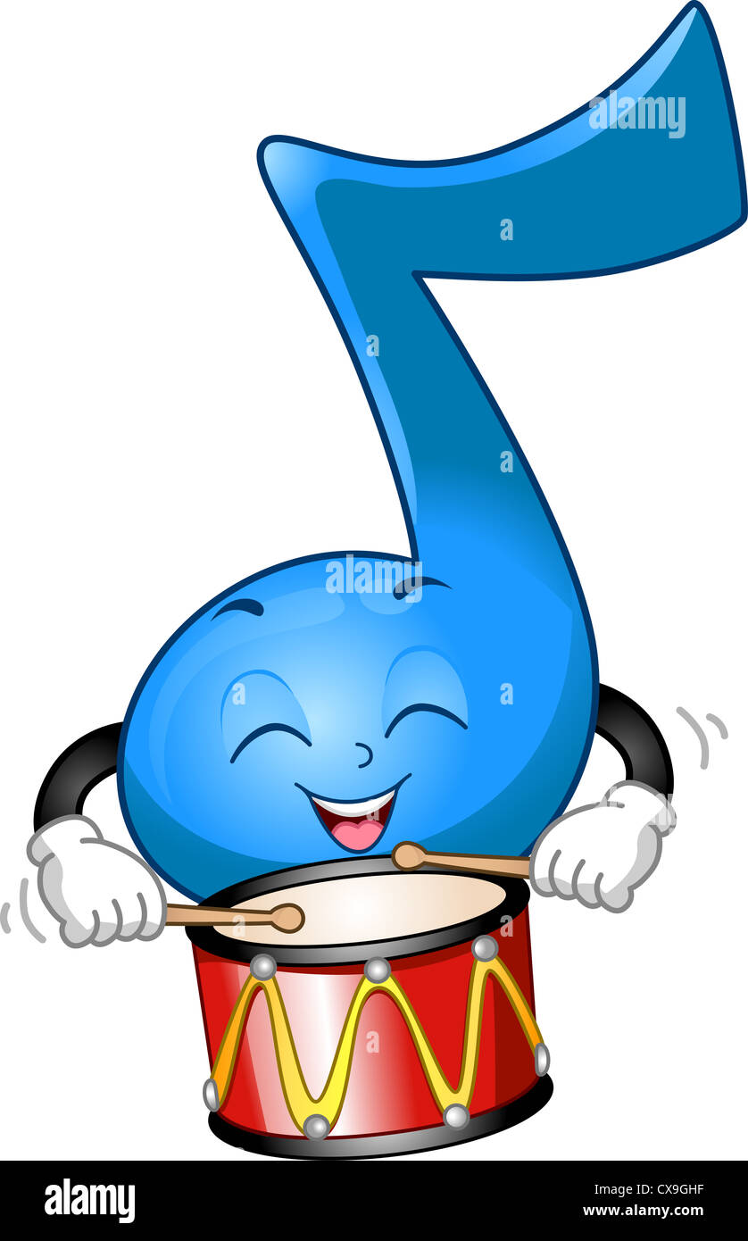 Mascot Illustration of a Music Note Beaming Happily While Playing the ...