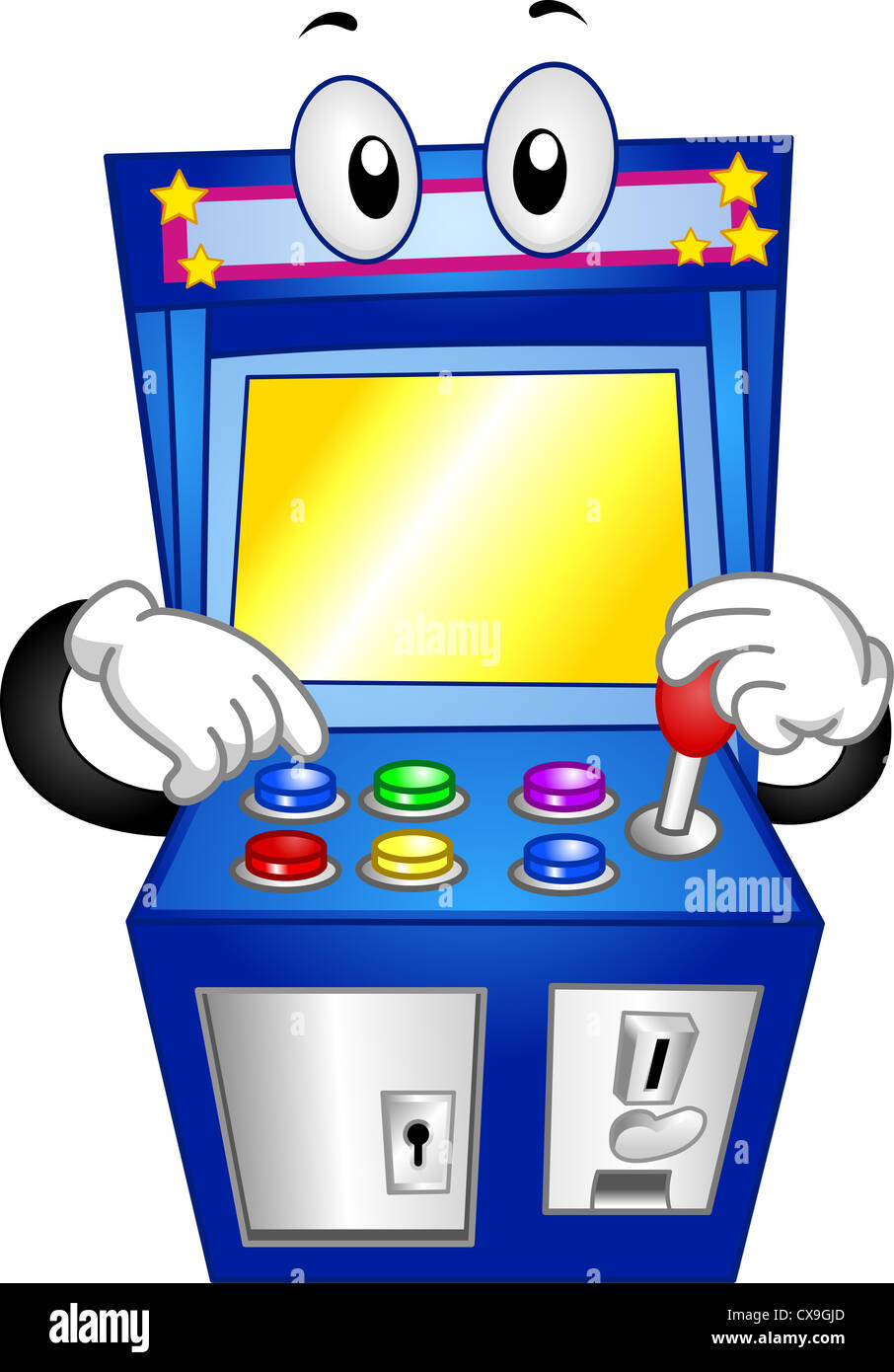 Mascot Illustration of an Arcade Game Pushing its Buttons Stock Photo ...