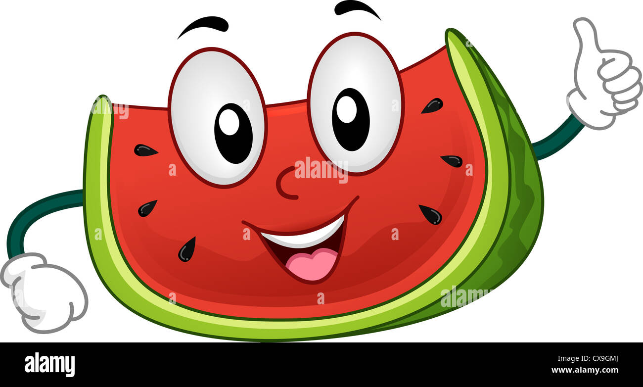 Illustration of a Beaming Watermelon Giving a Thumbs Up Stock Photo - Alamy