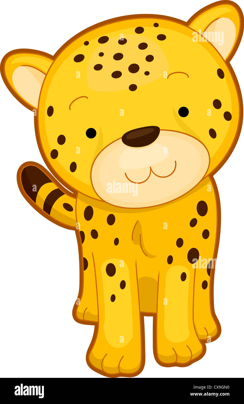 Illustration Featuring the Front View of a Smiling Cheetah Stock Photo ...