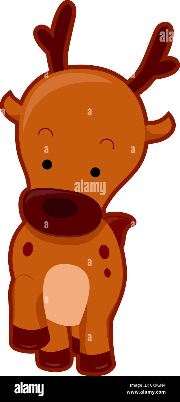Illustration Featuring the Front View of a Smiling Deer Stock Photo - Alamy