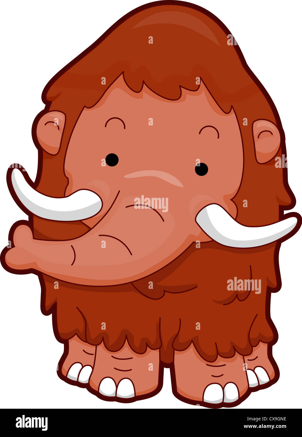 Illustration Featuring the Front View of a Cute Wooly Mammoth Stock ...