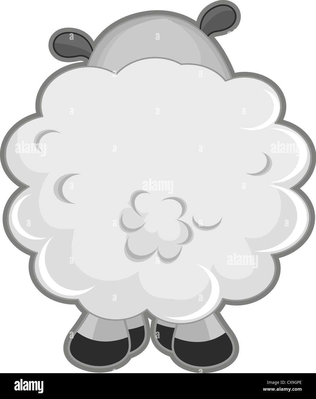 Illustration Featuring the Back View of a Sheep Stock Photo - Alamy