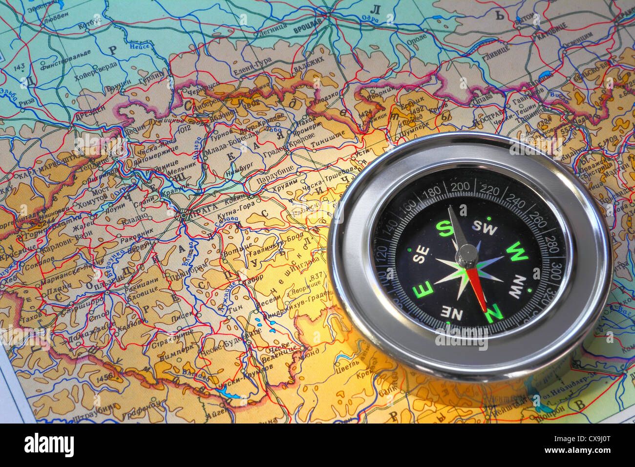 compass over map Stock Photo - Alamy