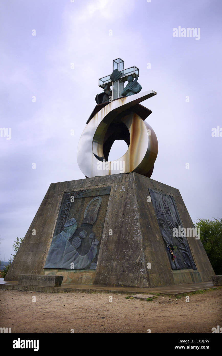 Monument commemorating visit of Pope John Paul II outside Santiago ...