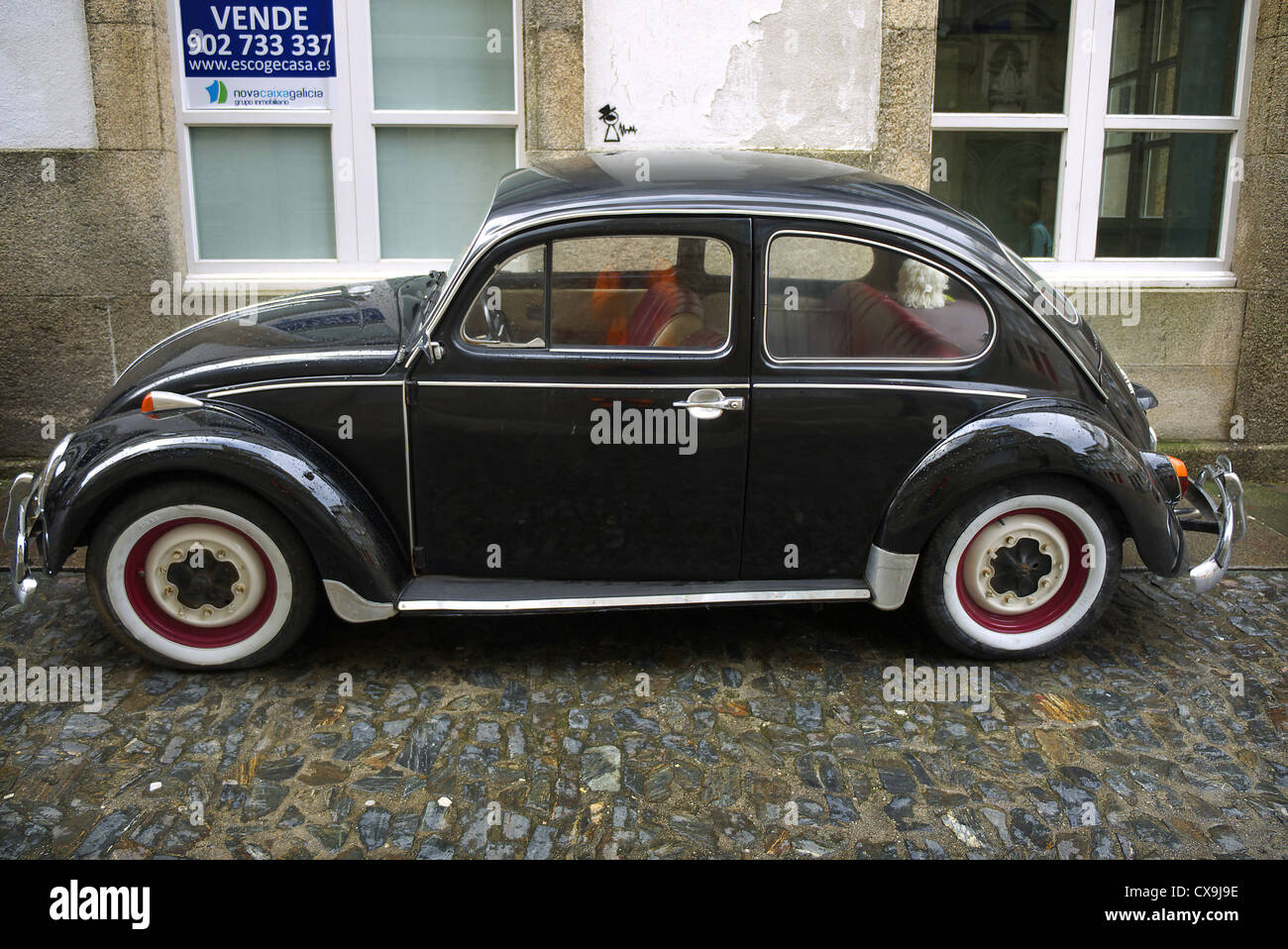 Black Volkswagen Beetle. Spain Stock Photo - Alamy