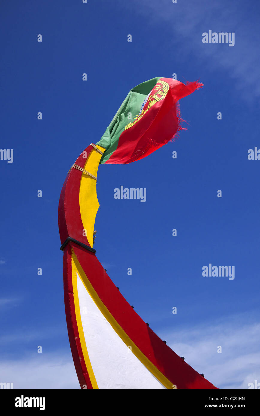 Portuguese fishing boat flying the national flag, Portugal Stock Photo ...