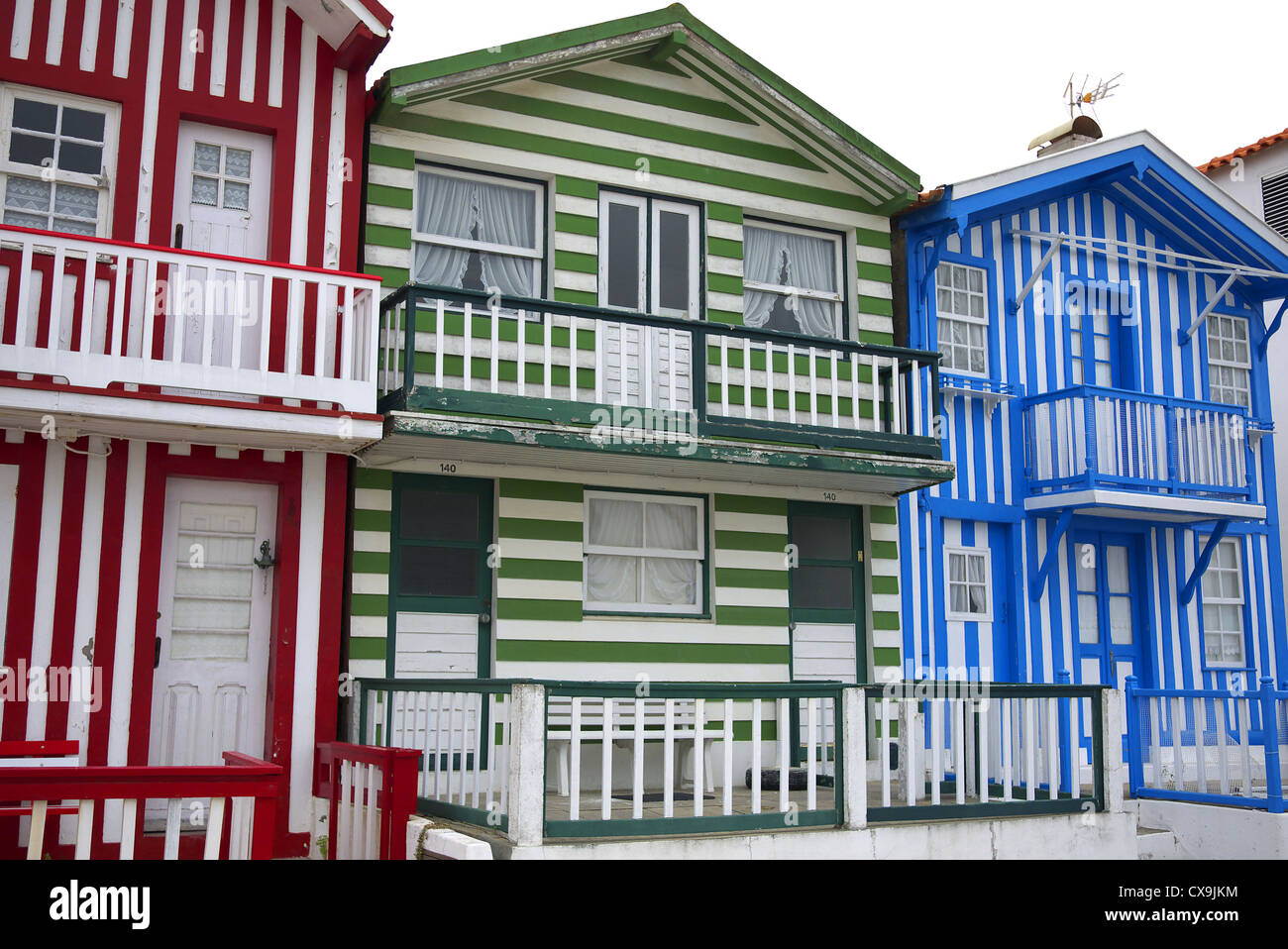Decorative buildings in Costa Nova near Aveiro in Portugal Stock Photo ...