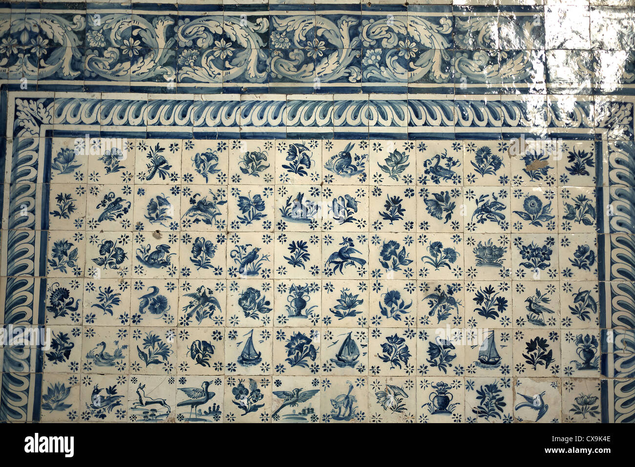 Blue and white tiles inside the church Igreja Matriz N.Sra. Da ...