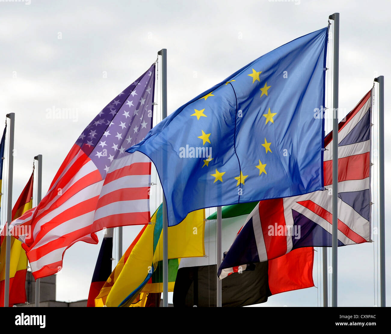 Flags of the participating countries during the International ...