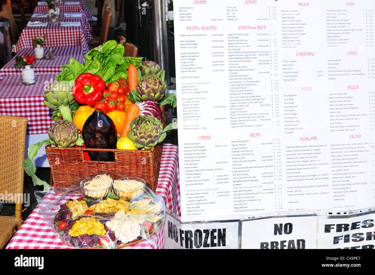 Vegetables on display at Italian restaurant in Rome, Italy Stock Photo ...