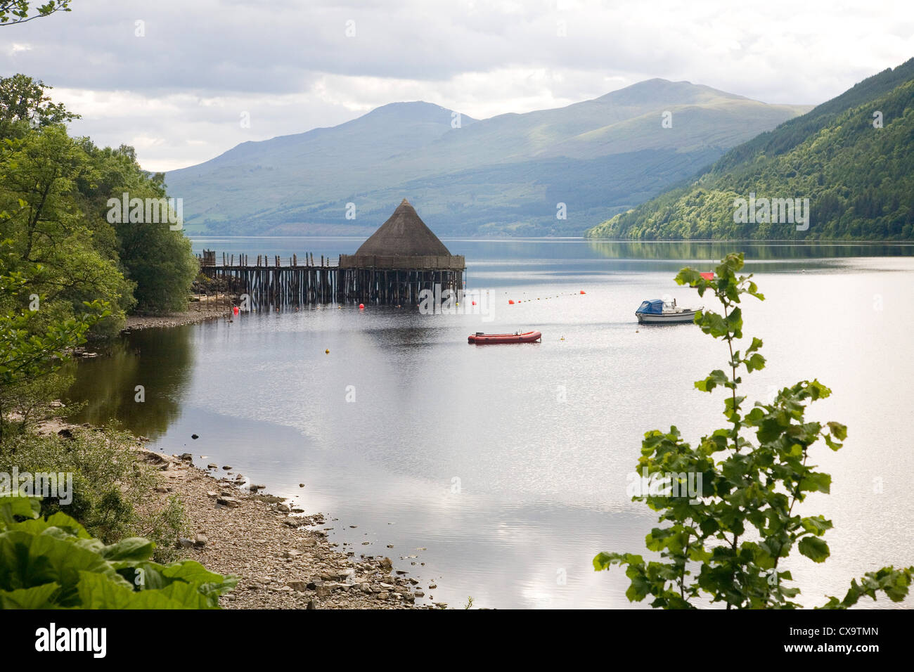 A Crannog, reconstructed on Loch Tay, near Kenmore, Perthshire ...