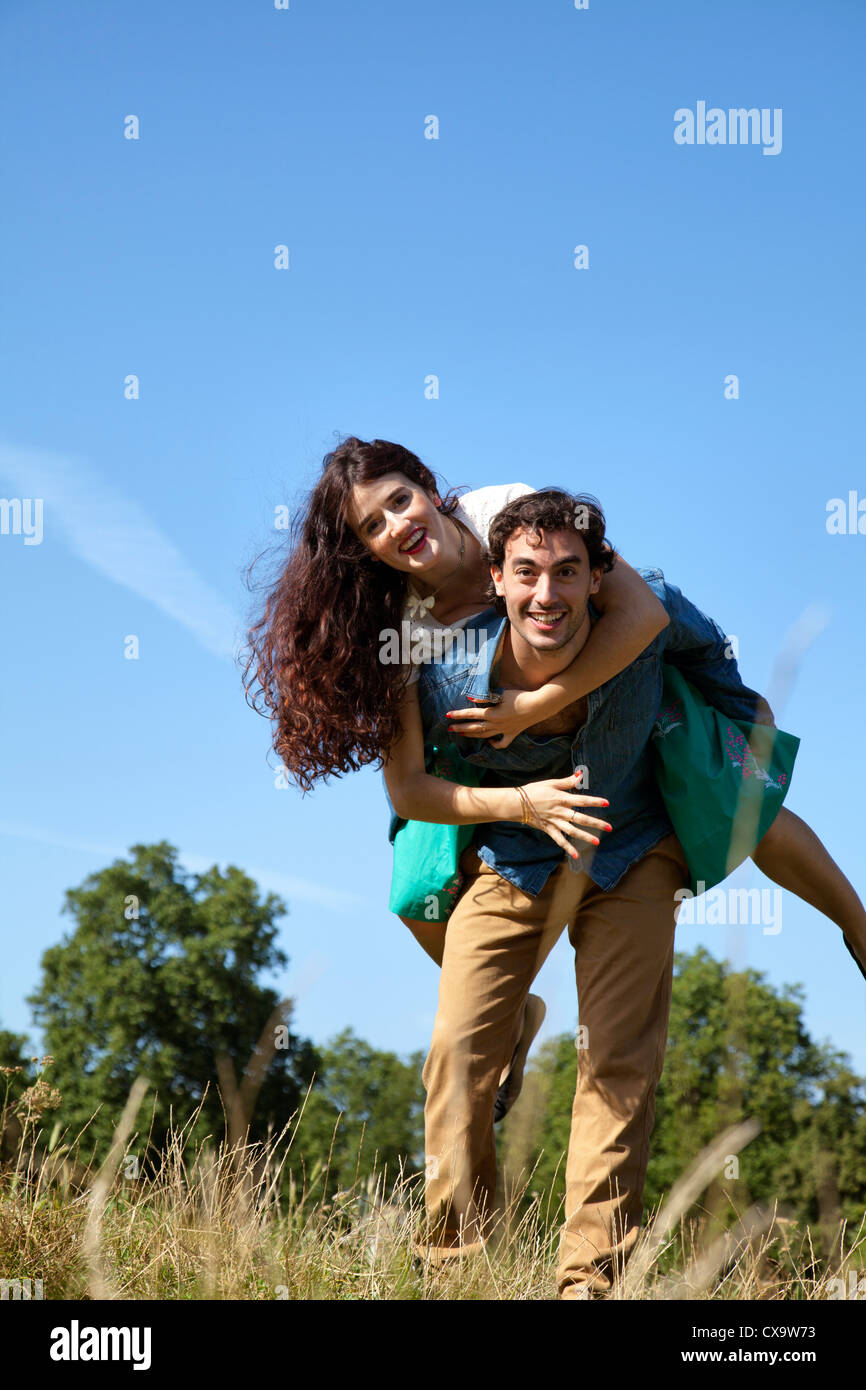 Couple of Young Lovers in Park Stock Photo - Alamy