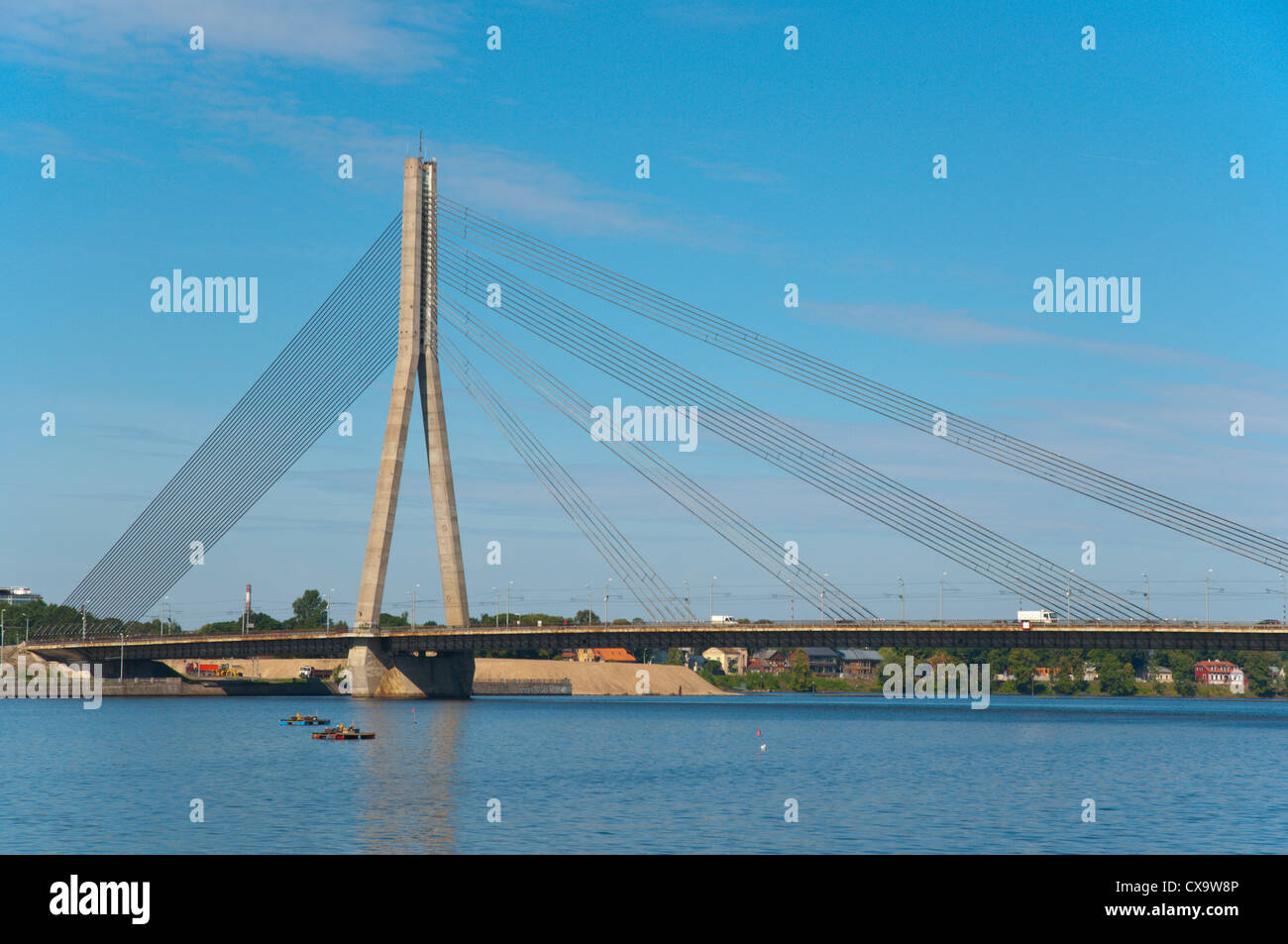 Vansu tilts the Vansu bridge (1981) crosses River Daugava central Riga ...