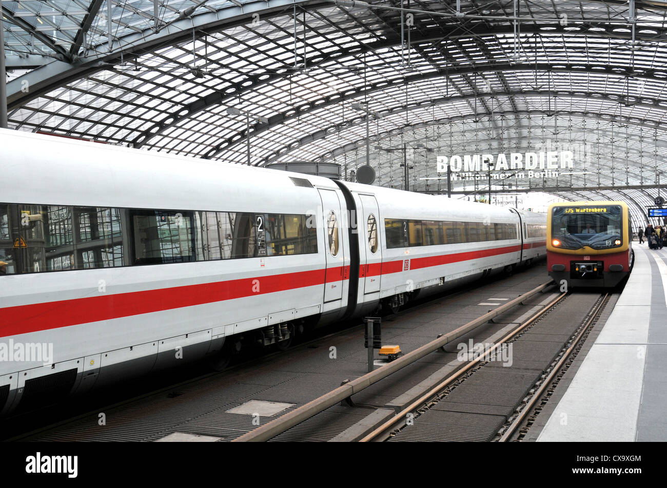 ICE train in Hauptbahnhof railway station Berlin Germany Stock Photo ...