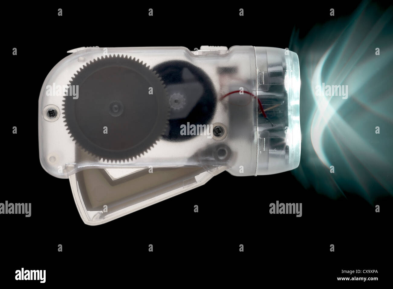 Wind up torch studio shot shining light Stock Photo - Alamy