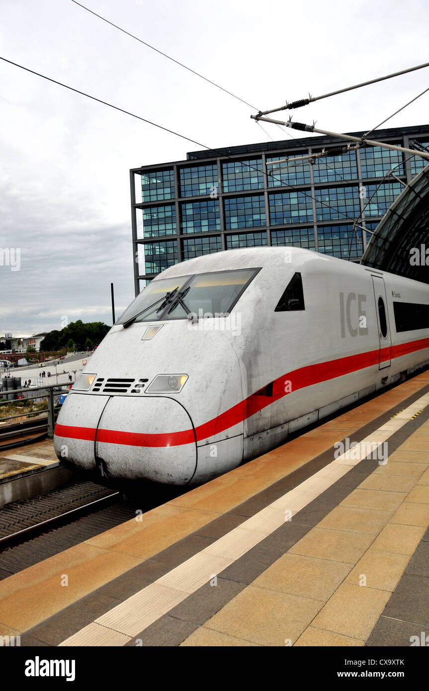 ICE train in Hauptbahnhof railway station Berlin Germany Stock Photo ...