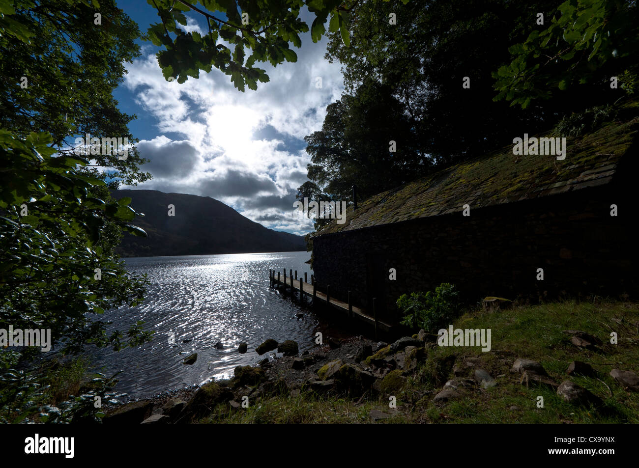 Old boat house and jetty Mossdale bay Ullswater Stock Photo - Alamy