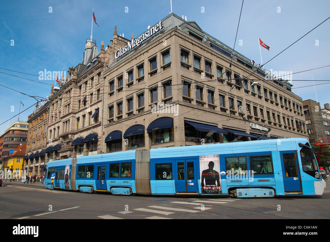 Tram at Stortorget square Sentrum central Oslo Norway Europe Stock ...