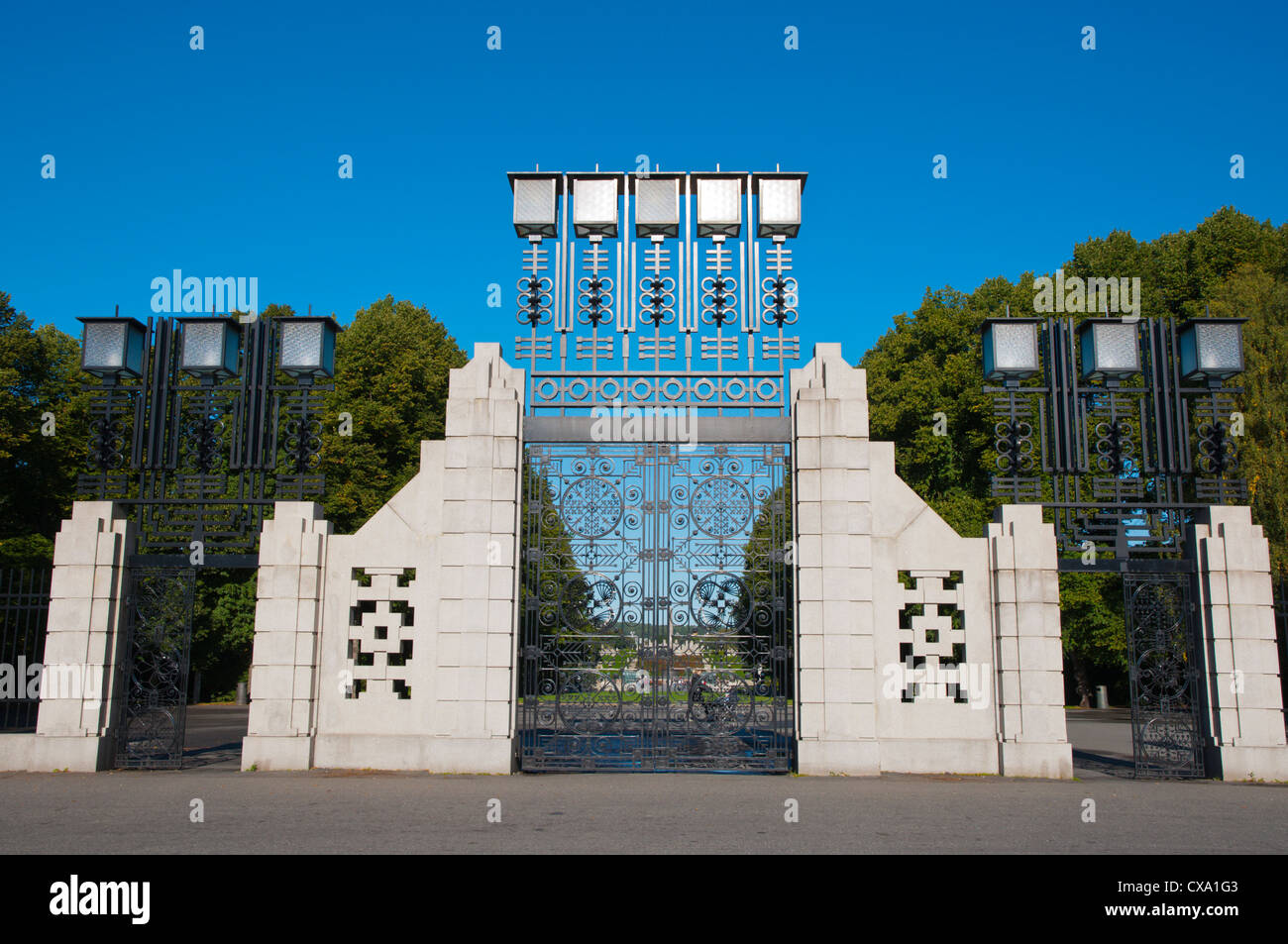 Gate to Frognerparker and Vigelandsparken parks Frogner district Oslo ...