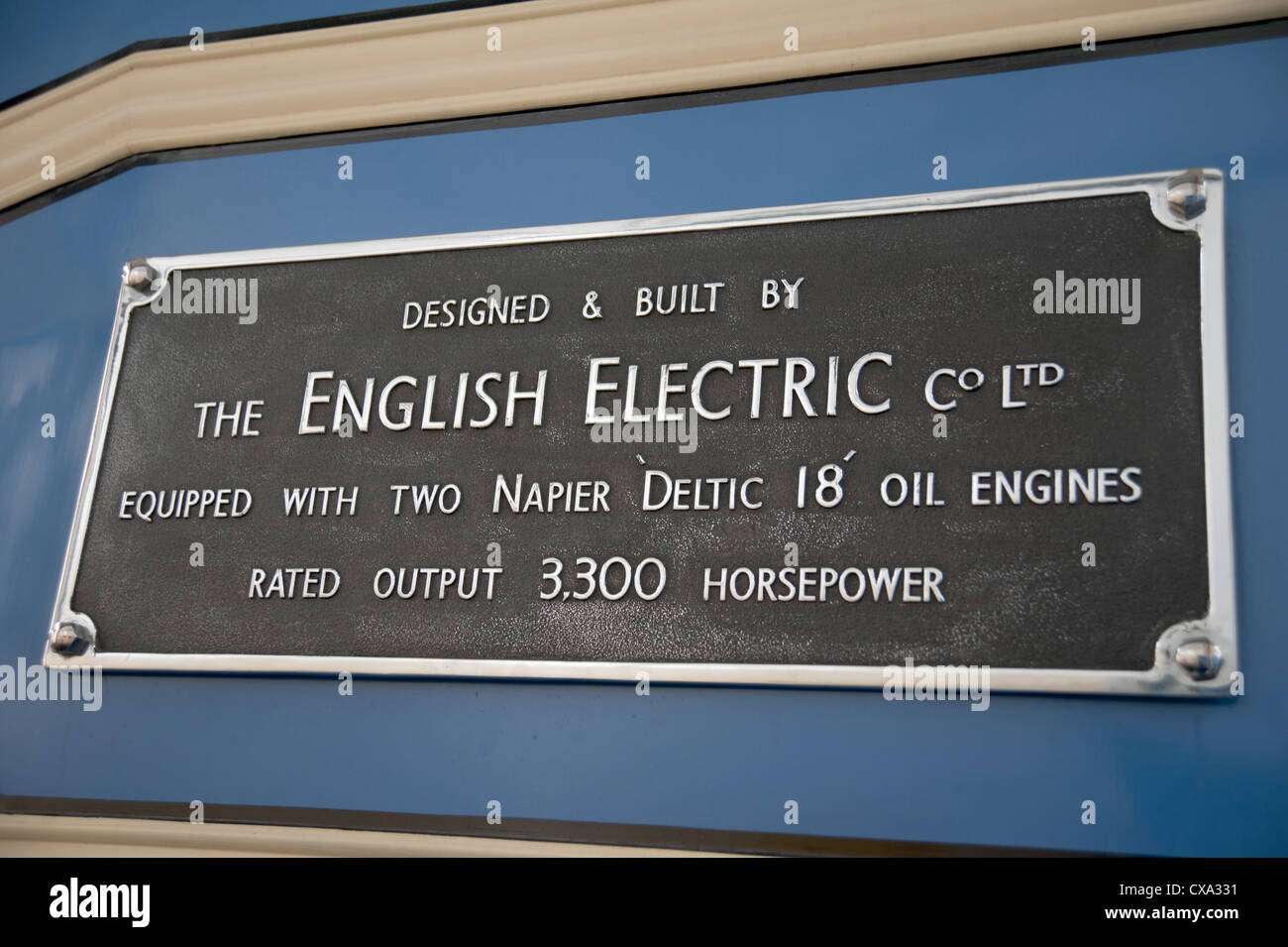 Prototype "Deltic" diesel locomotive makers plate, in the Ribble Steam ...