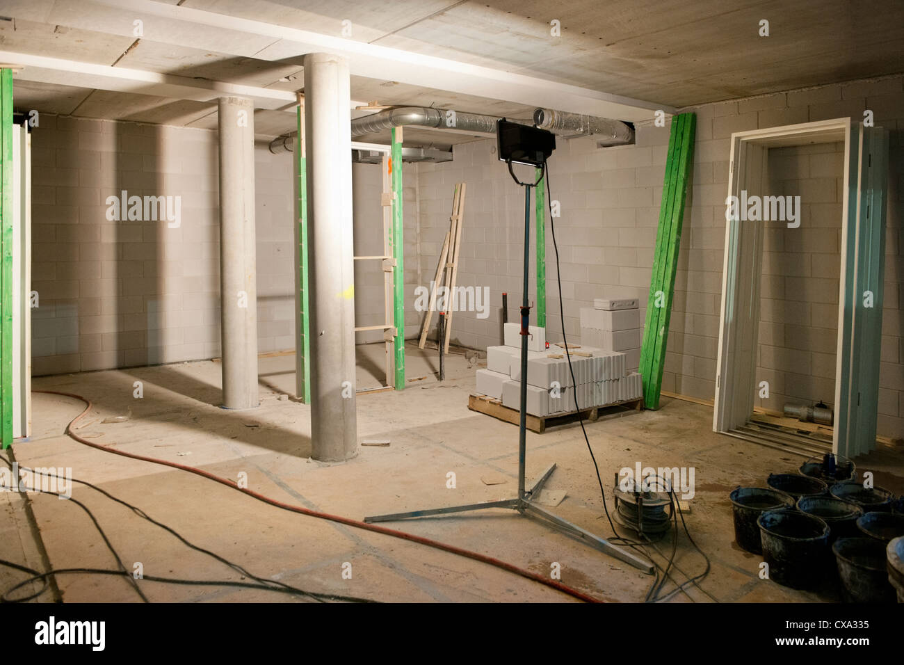 Interior of an apartment. A residential space under construction or ...