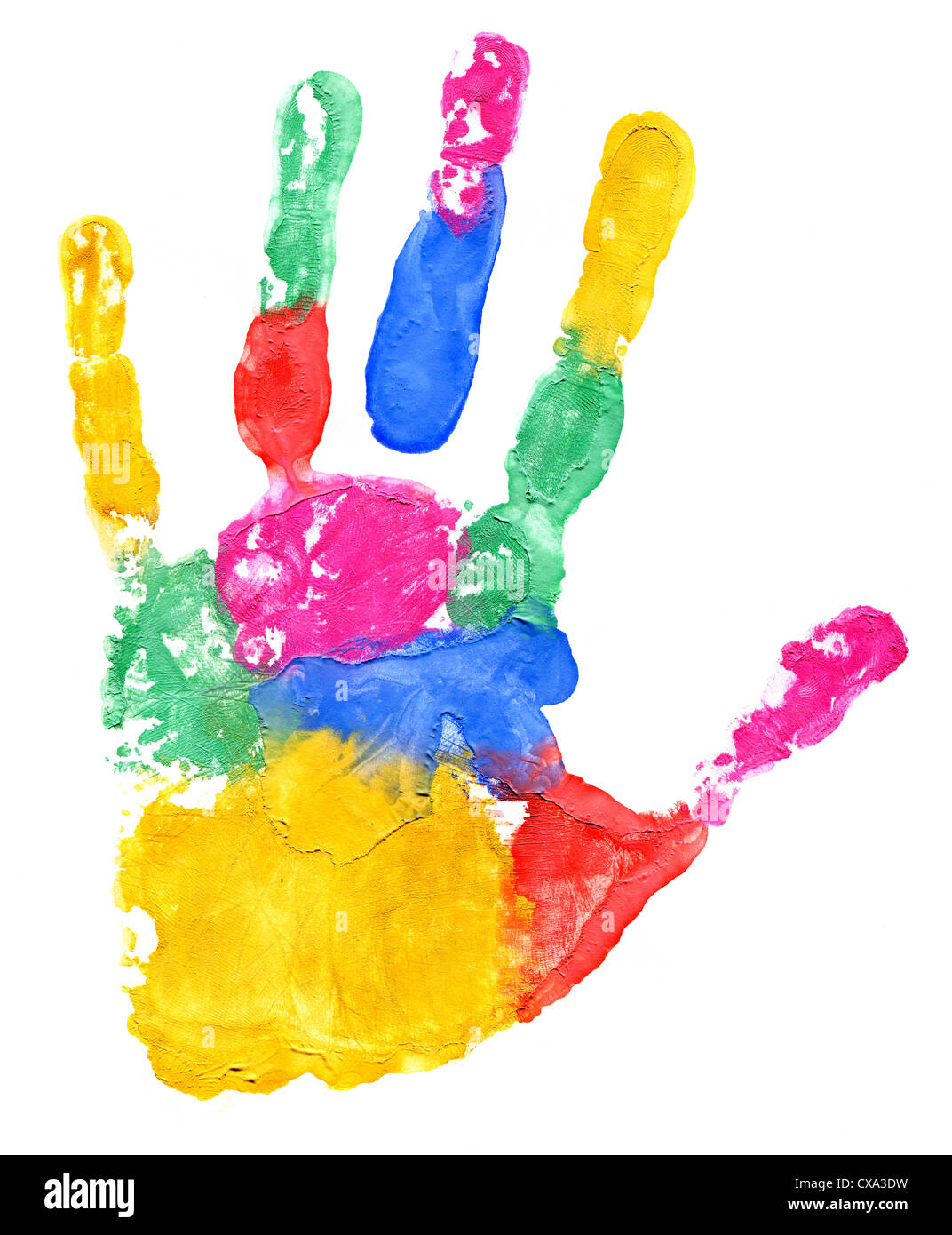 Close up of colored hand print on white background Stock Photo - Alamy