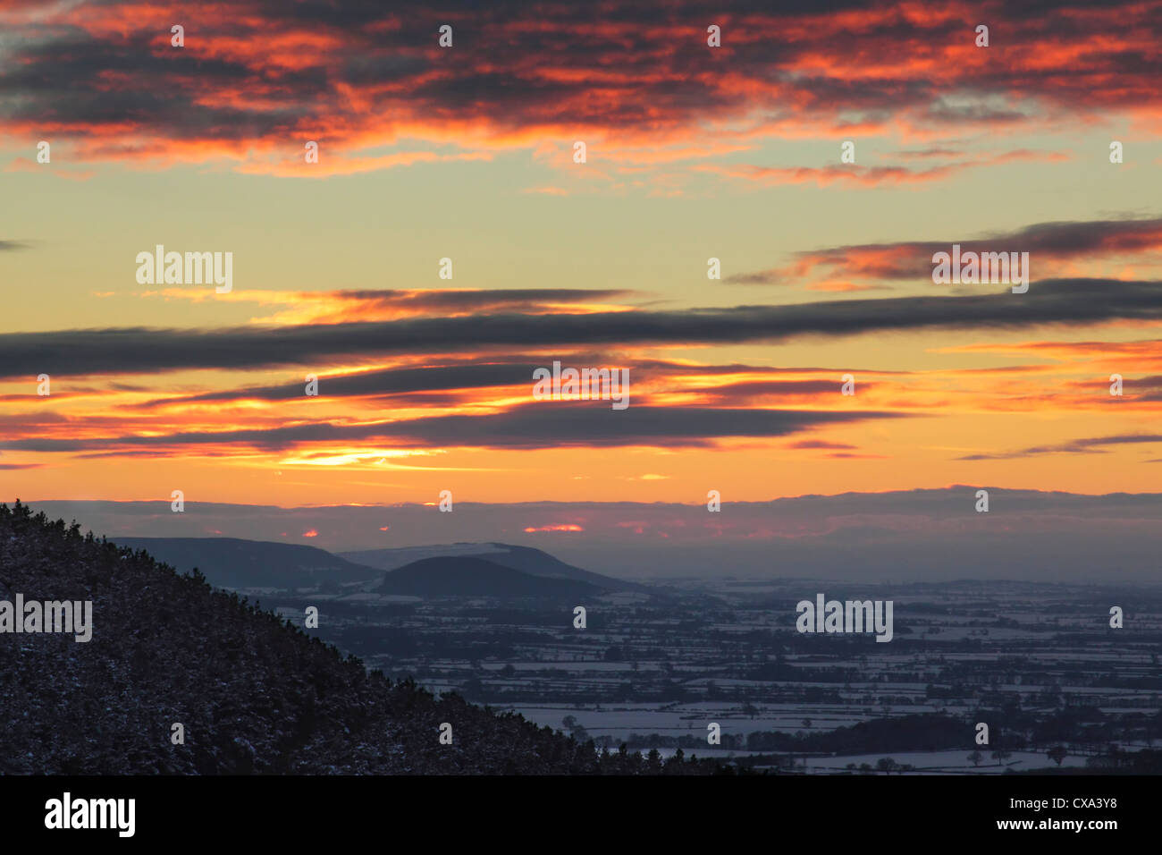 Winter view looking west along the northern escarpment of the Cleveland ...