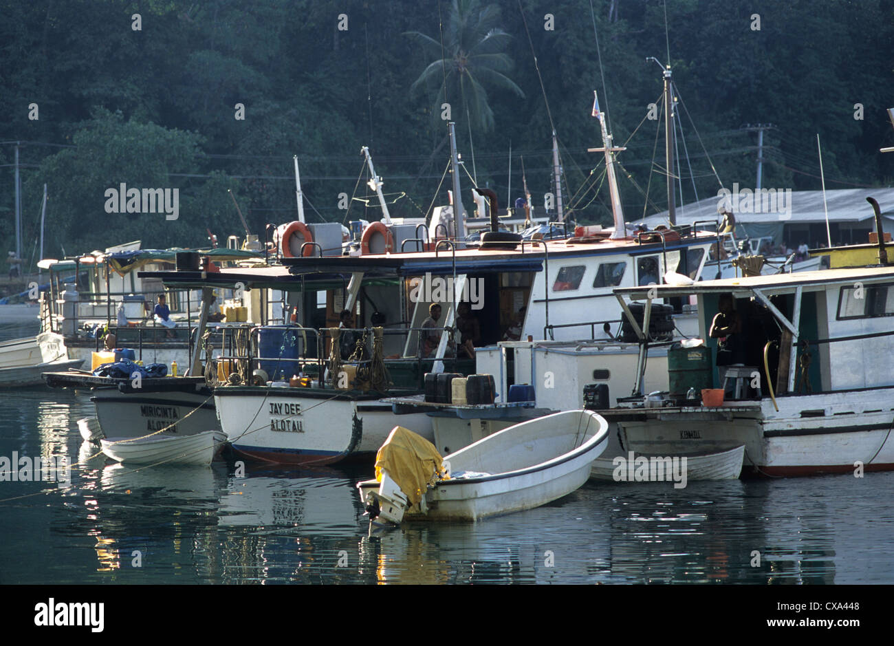 Papua New Guinea, Alotau, boats in Sanderson Harbour in the centre of ...