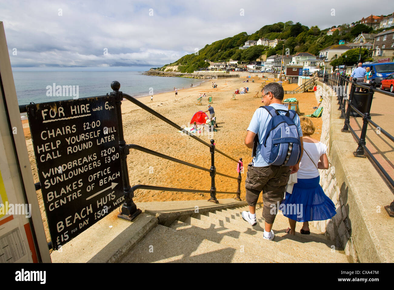 Beach, Bathers, tourists, Seafront, Ventnor, Isle of Wight, England, UK ...