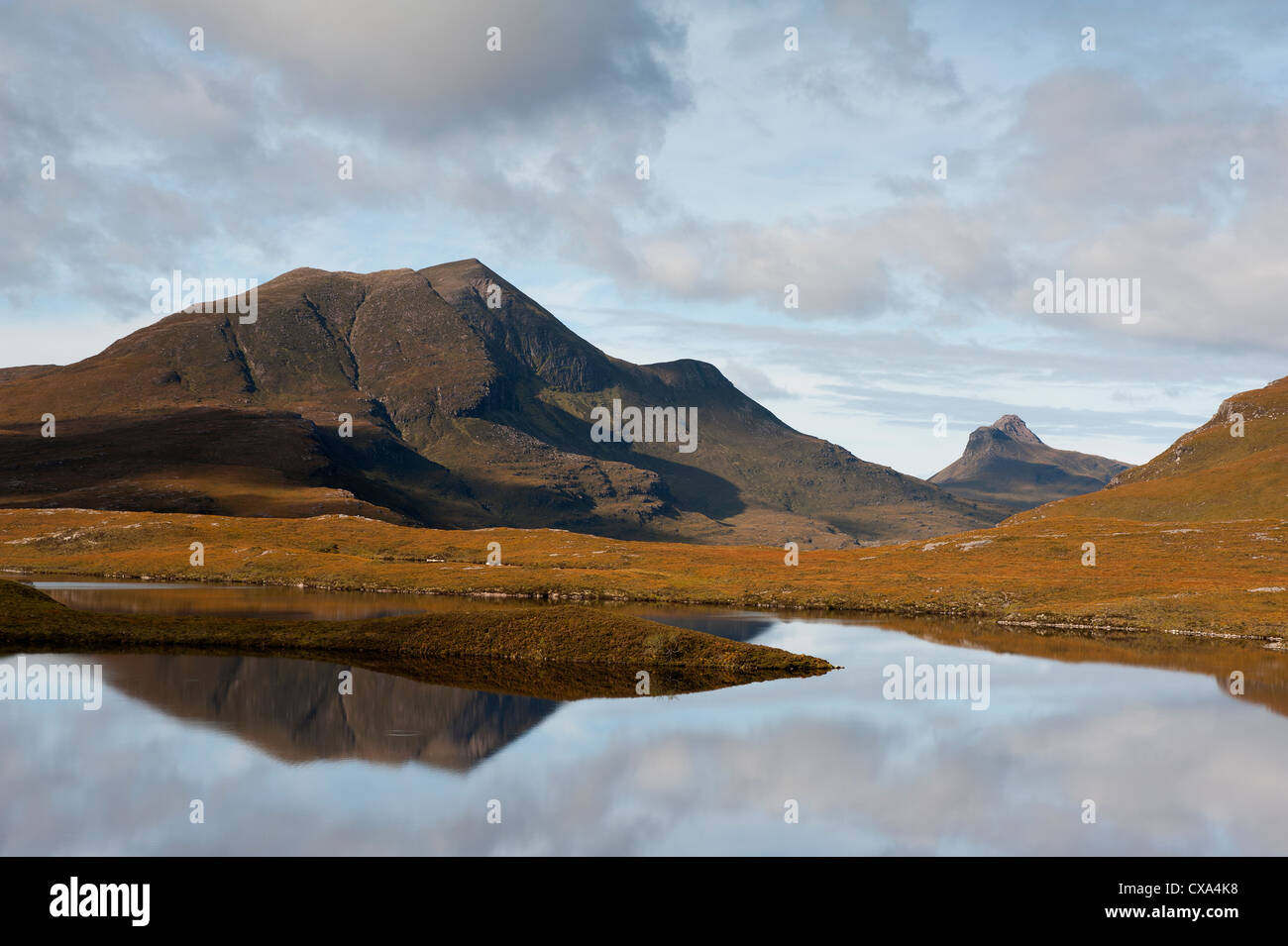 Cul Beag and Stac Polly mountains, from Loch an Ais, Knockan ...