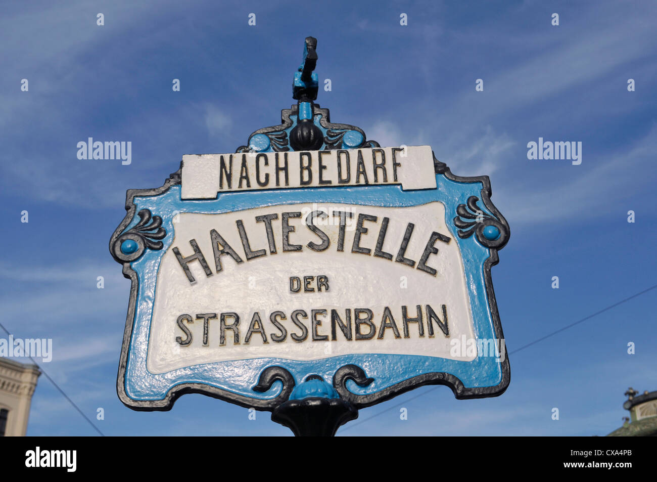 old fashioned tramway stop sign in Vienna, Austria Stock Photo - Alamy